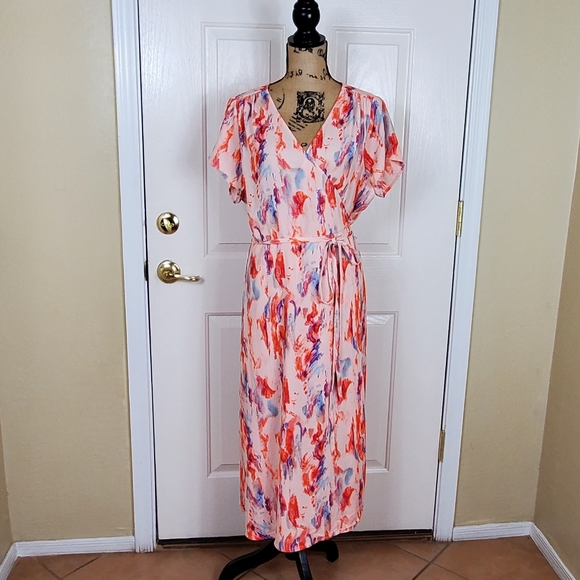 Halogen | Dresses | Halogen Short Sleeve Wrap Midi Dress | Poshmark